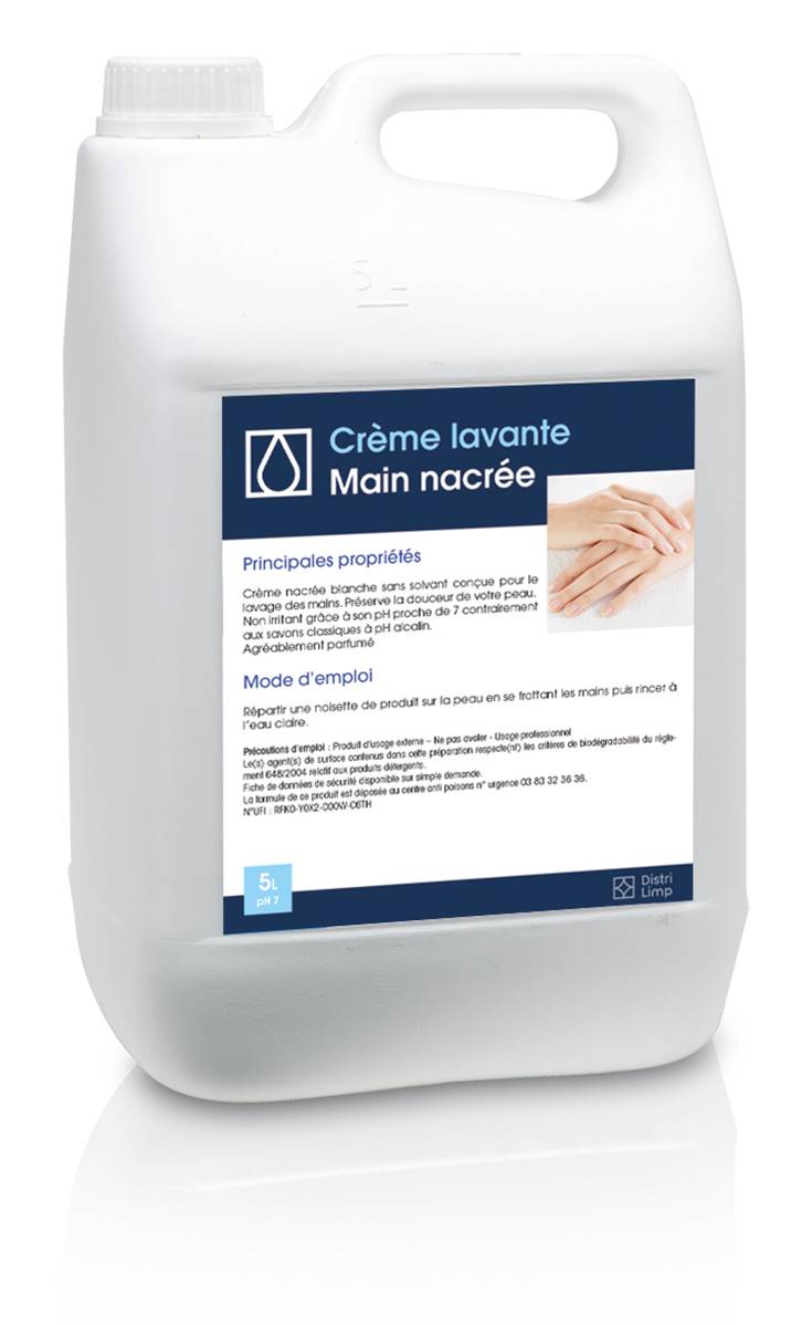 DISTRI LIMP Savon Mains liquide crème Nacrée - Carton 2 x 5 Litres
